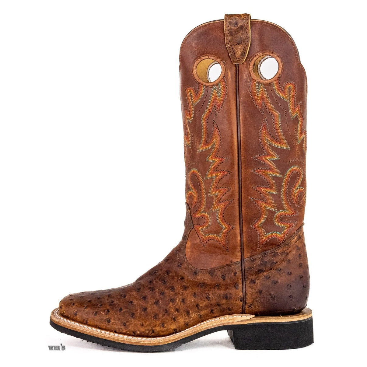 Boulet Men's Cowboy Boots 14" Exotic Ostrich Roper Heel Wide Square To ...