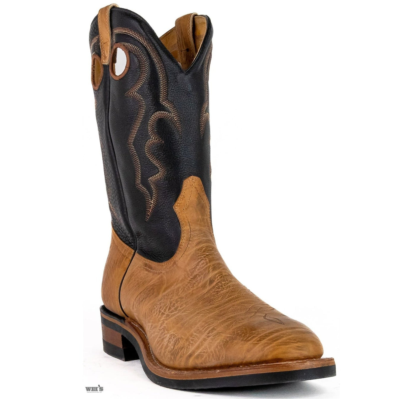 Boulet Men's Cowboy Boots Wei's Custom 13" Bullhide/Cowhide Black & Ta ...