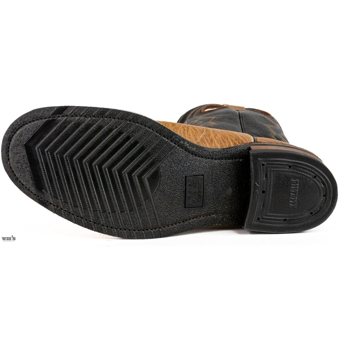 Boulet Men's Cowboy Boots Wei's Custom 13" Bullhide/Cowhide Black & Ta ...